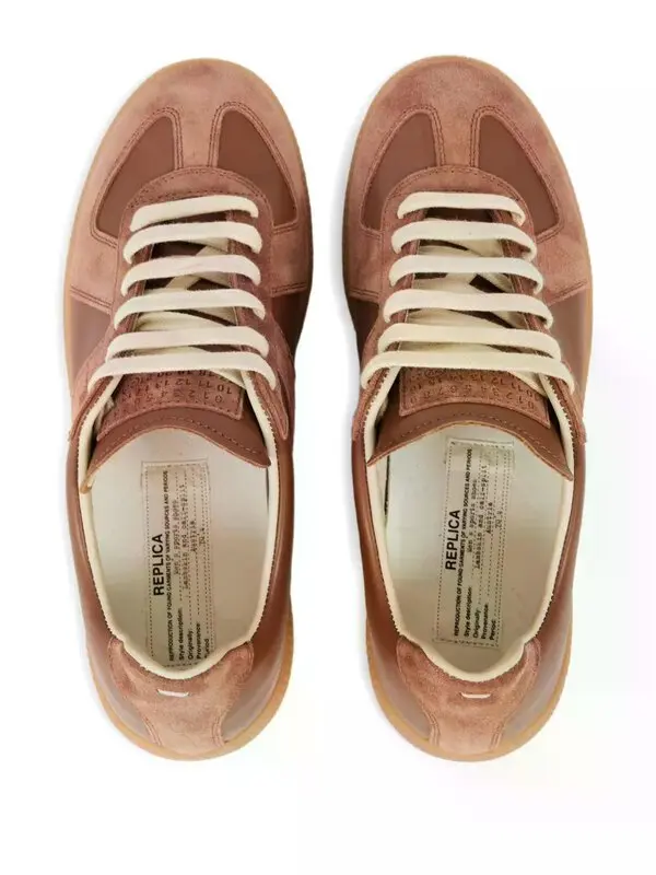 MAISON MARGIELA Replica Leather And Suede Sneakers - Brown