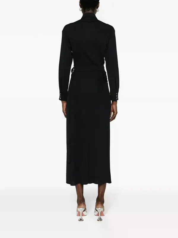 Rabanne Jersey Ruched Midi Wrap Dress