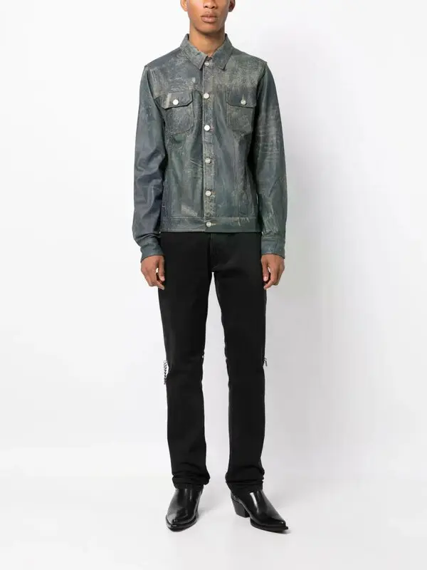PRIVATE STOCK LABS The François Distressed-effect Leather Jacket