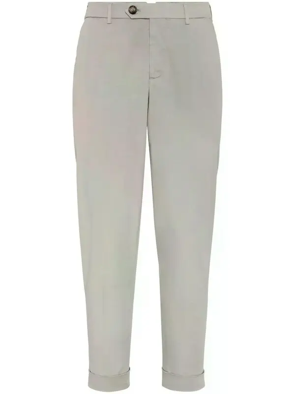 Brunello Cucinelli Garment-dyed Tapered Gabardine Trousers - Neutrals