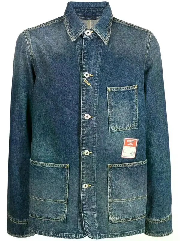Kenzo Indigo Denim Logo Patch Jacket