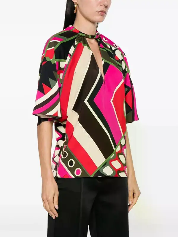 Emilio Pucci Vivara-print V-neck Blouse