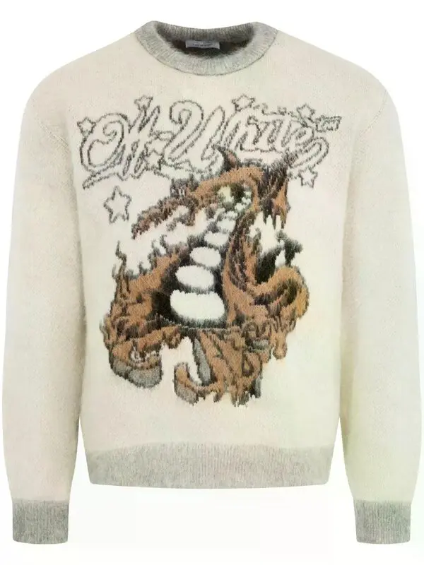 Off-White Dragon-intarsia Mohair Sweater - Neutrals
