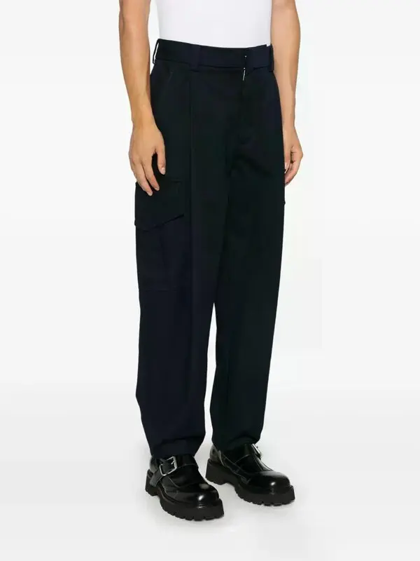 Giorgio Armani Navy Cotton Twill Tapered Cargo Trousers