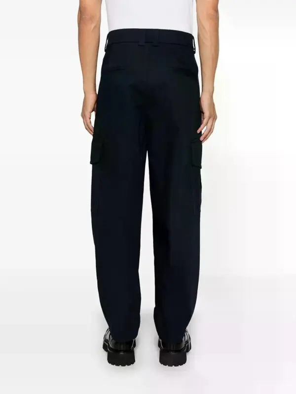 Giorgio Armani Navy Cotton Twill Tapered Cargo Trousers