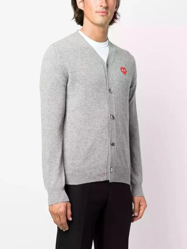 Play Comme Des Garcon Fine-knit Logo Patch Cardigan