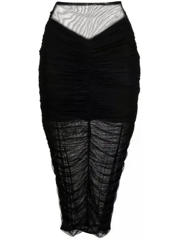 FLEUR DU MAL Ruched Midi Skirt