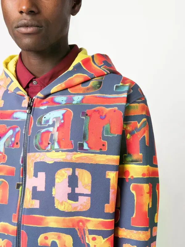 FERRARI Logo Painterly Zip-up Hoodie