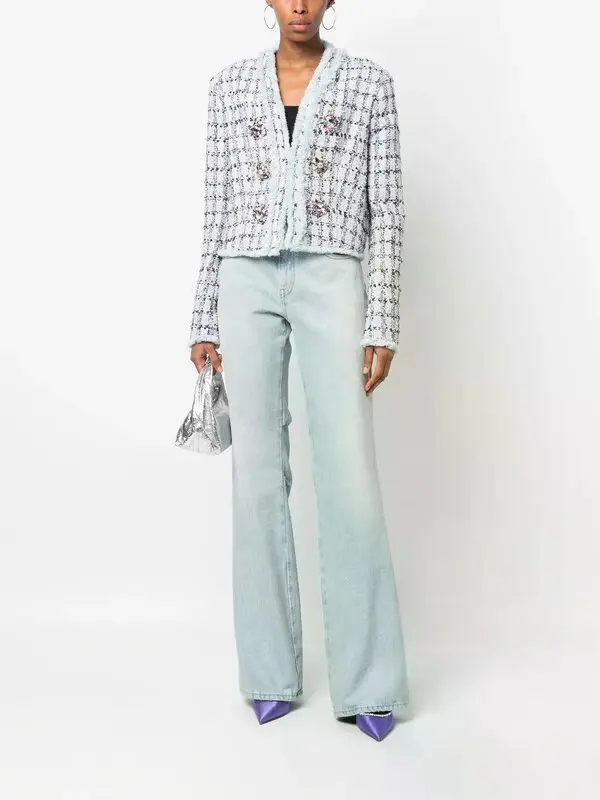 Philipp Plein Single-breasted Tweed Blazer With Crystal Embellishments