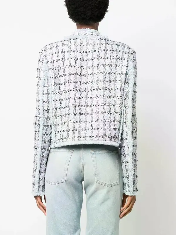 Philipp Plein Single-breasted Tweed Blazer With Crystal Embellishments