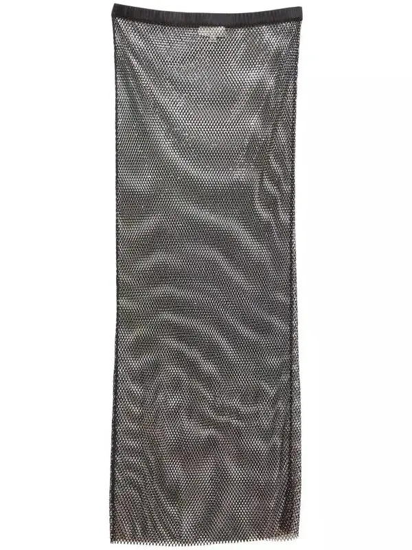 FLEUR DU MAL Embellished Fishnet Maxi Skirt