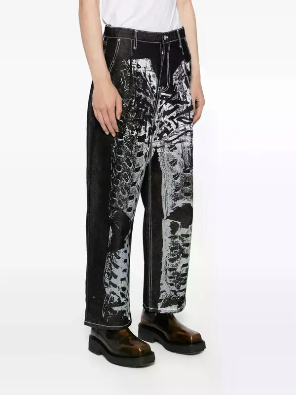 JUNTAE KIM Printed Trompe L'oeil Jeans - Black