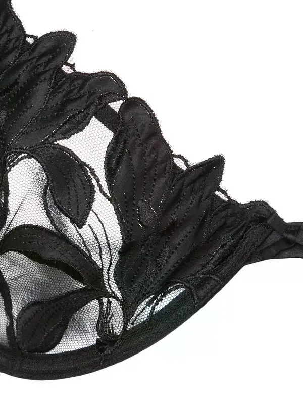 FLEUR DU MAL Lily Lace Plunge Demi Bra - Black