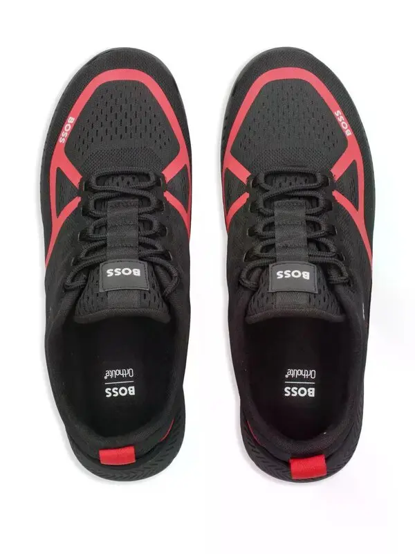 BOSS Titanium Runner Sneakers With Lace-up Fastening And Side Stripe Detailing