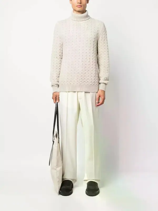 Fedeli Roll-neck Cable-knit Jumper