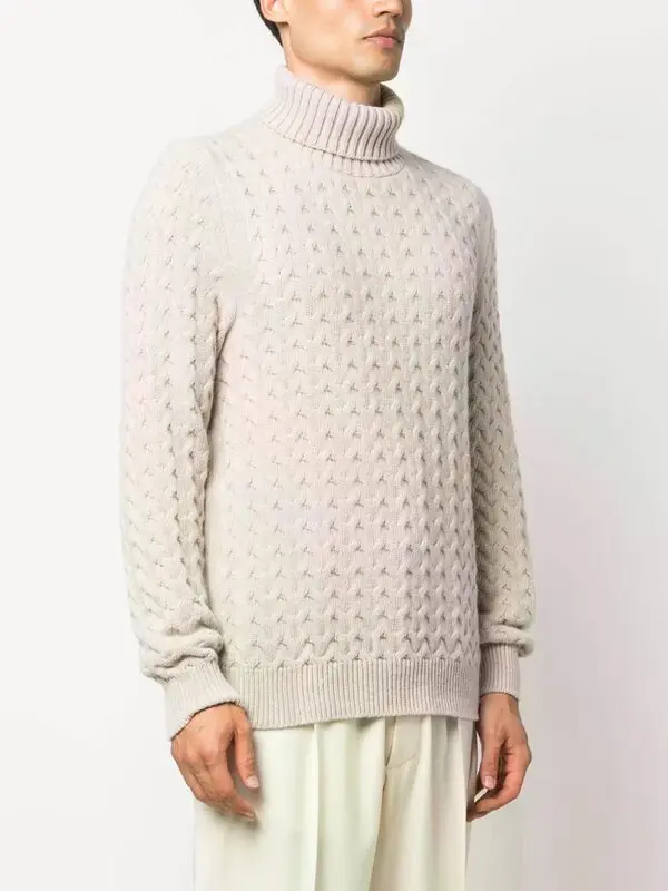Fedeli Roll-neck Cable-knit Jumper