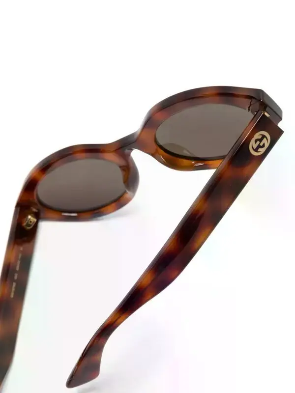 Gucci Oval Frame Sunglasses With Tortoiseshell Effect
