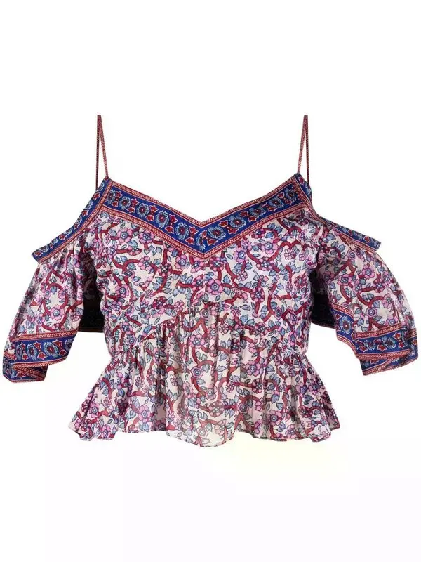 MARANT ETOILE Garuva Floral-print Cold-shoulder Blouse