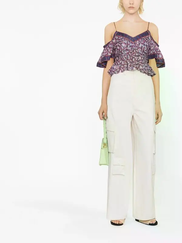 MARANT ETOILE Garuva Floral-print Cold-shoulder Blouse