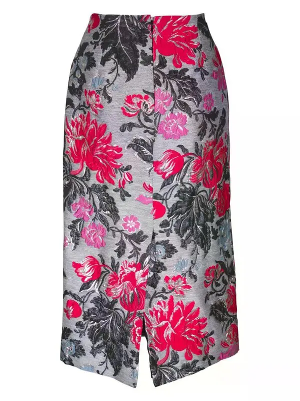 Carolina Herrera Floral Jacquard Midi Skirt