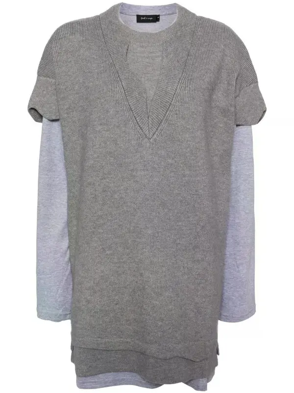 TOUT A COUP V-neck Jumper Set - Grey