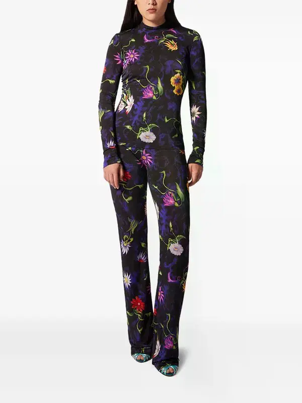 MARGHERITA MACCAPANI Genie Top" Long Sleeve Mock Neck With Floral Print