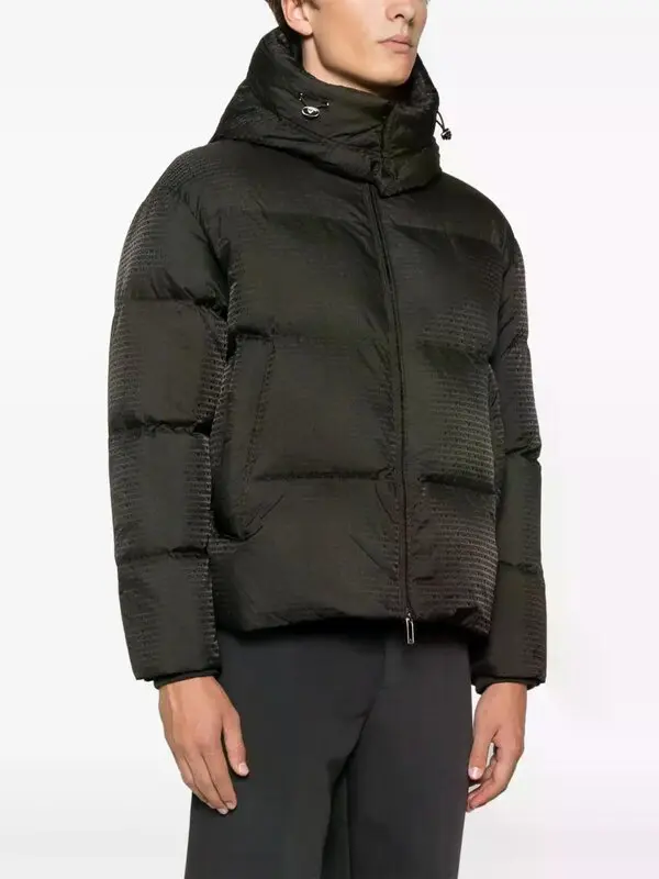 Emporio Armani Down Jacket With All-over Logo Jacquard