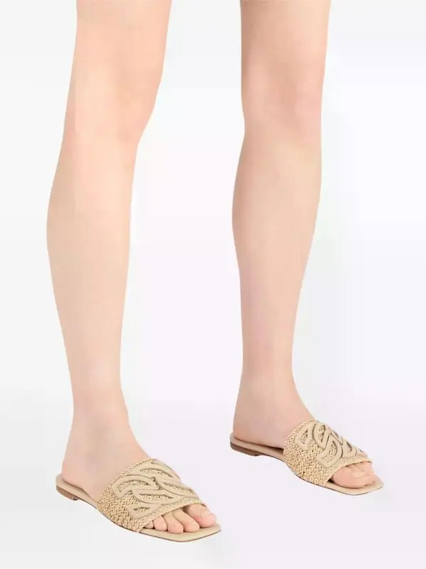 Casadei Woven Strap Flat Sandals