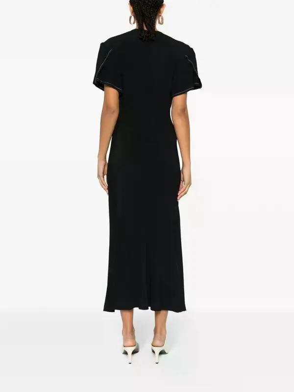 Victoria Beckham Gathered Detail Midi Dress - Black