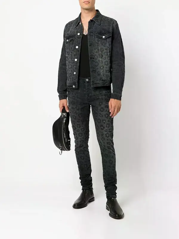 PURPLE BRAND Monogram Leopard Print Jeans