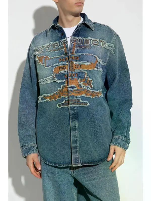 Y/project Distressed Denim Shirt - Blue
