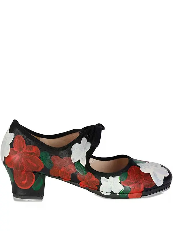 Comme Des Garçons Floral Tap Dance Pumps - Black