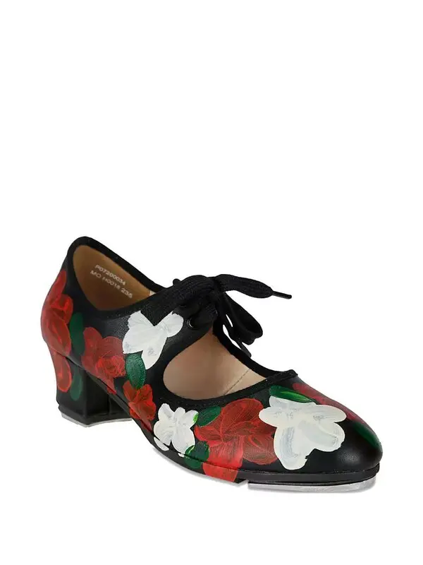 Comme Des Garçons Floral Tap Dance Pumps - Black