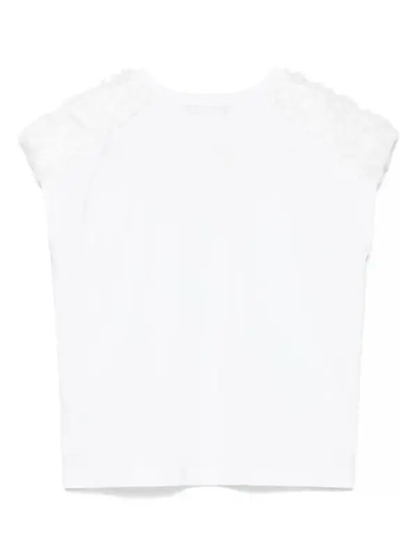 Fabiana Filippi Crewneck T-shirt With Ruffle Detail - White