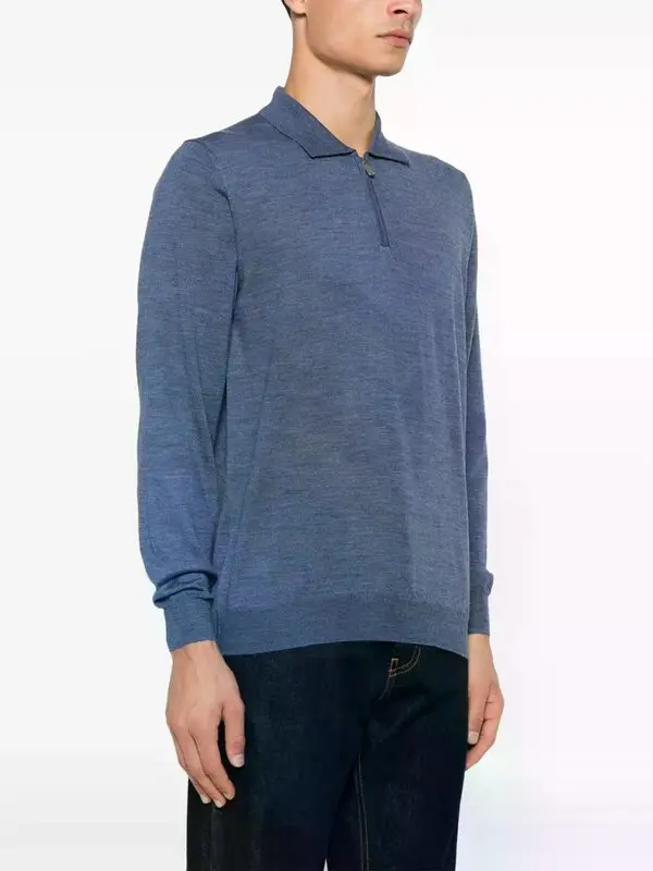 Fedeli Fine-knit Polo Shirt - Blue