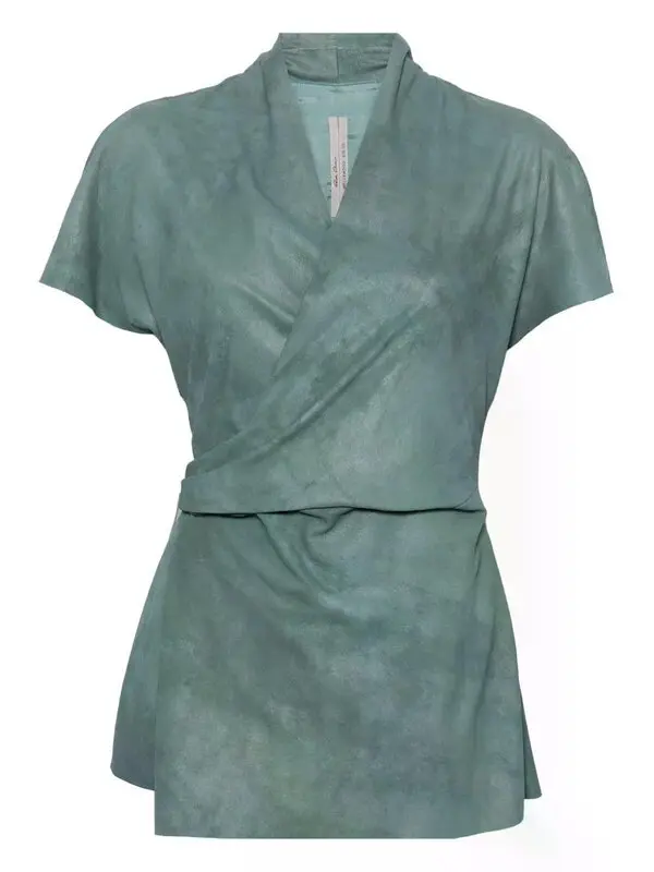 Rick Owens Draped V-neck Leather Top