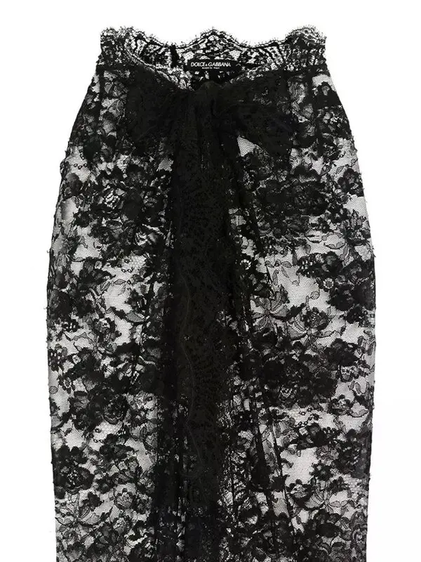 Dolce & Gabbana Lace Skirt With Rhinestone Embellishments - Black