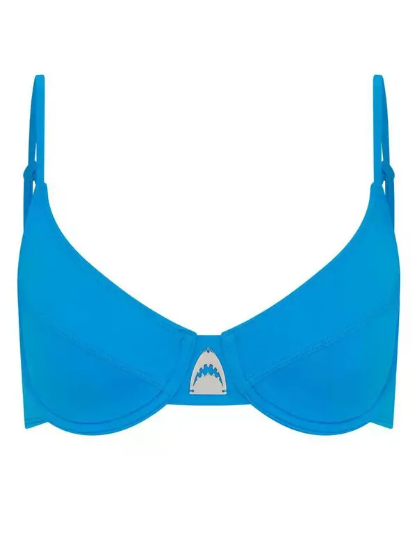 LET'S SWIM Wired Bralette Bikini Top - Blue