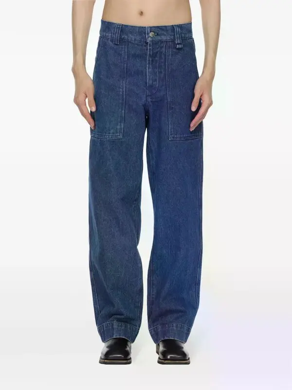 Maison Kitsuné Indigo Washed Denim Workwear Jeans