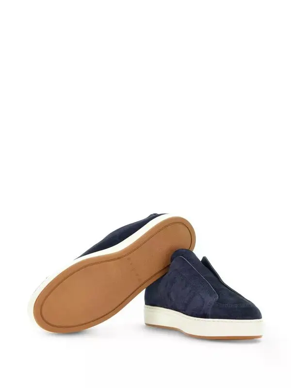 Hogan Navy Calf Suede Slip-on Sneakers - Blue