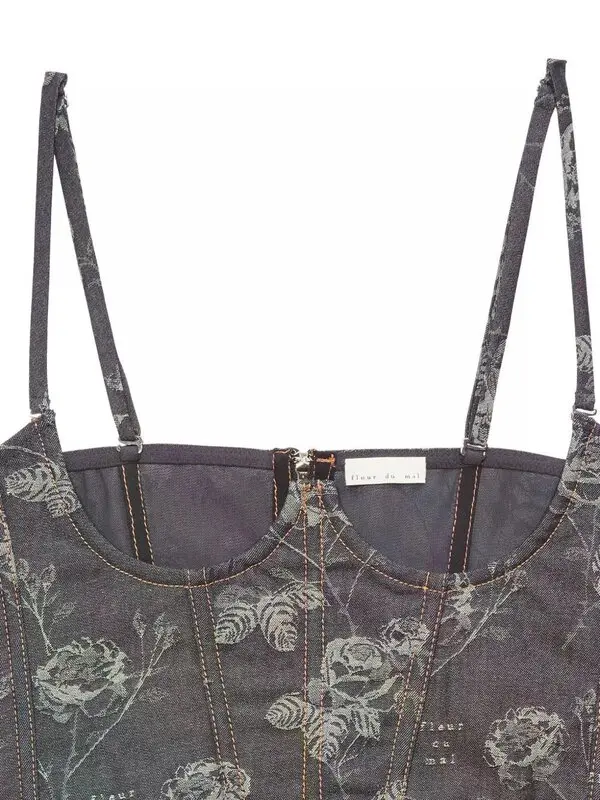 FLEUR DU MAL Jacquard Bustier - Blue