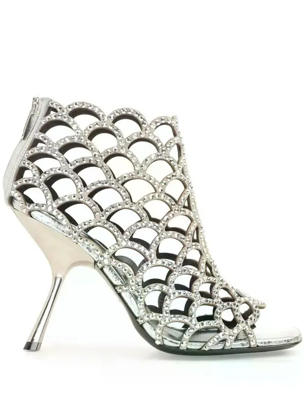 SERGIO ROSSI Crystal Embellished Tone Sandals - Silver