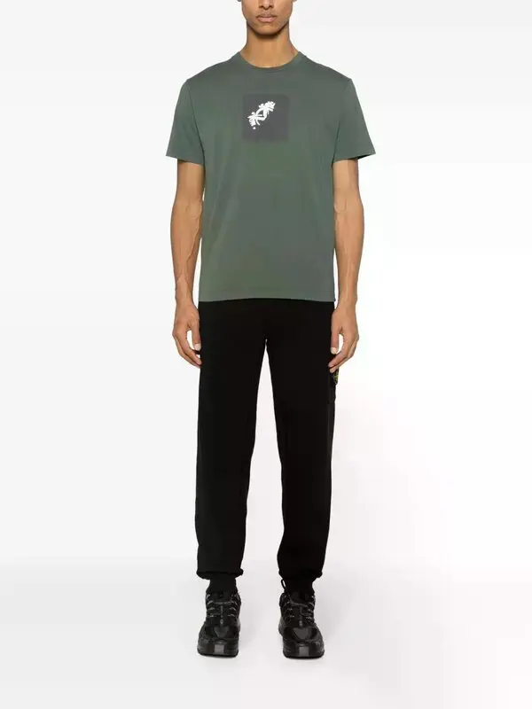 Stone Island Compass-appliqué Cotton Track Pants - Black