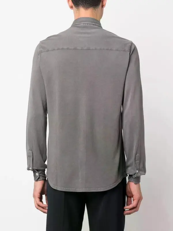 Fedeli Chambray Spread-collar Cotton Shirt - Grey