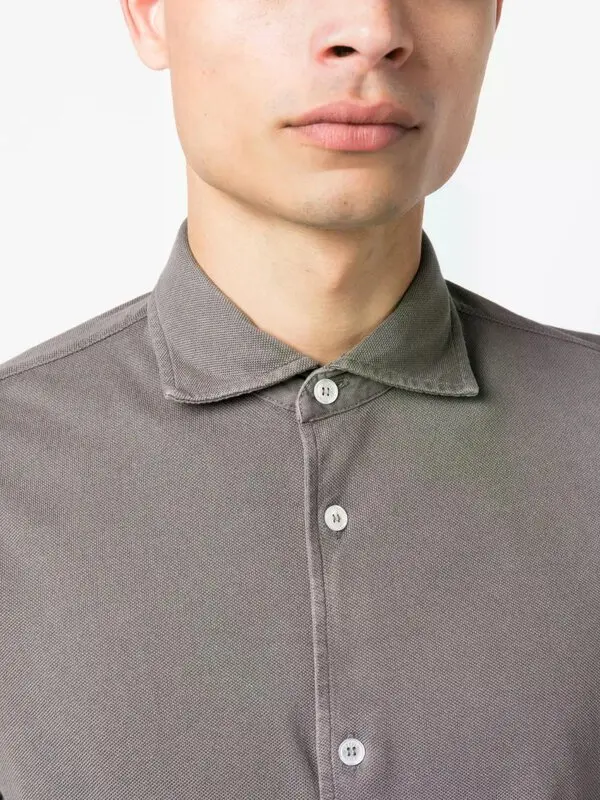 Fedeli Chambray Spread-collar Cotton Shirt - Grey