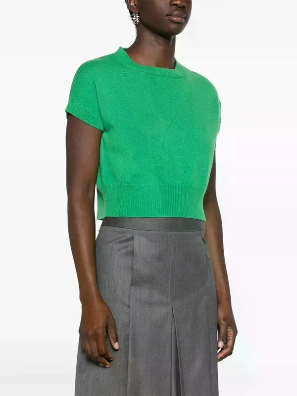 TEDDY CASHMERE Genova Cropped Knit Top - Green