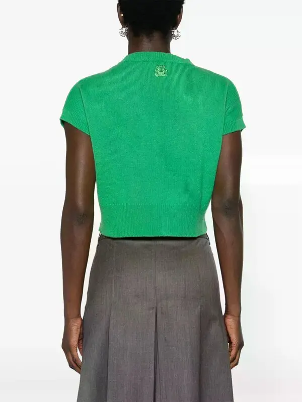 TEDDY CASHMERE Genova Cropped Knit Top - Green