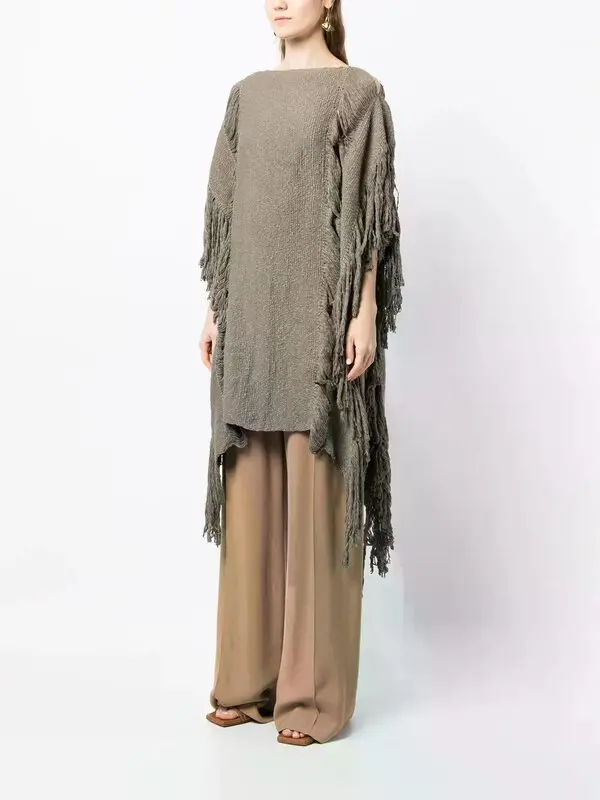Voz Lace Fringe-detail Tunic - Brown
