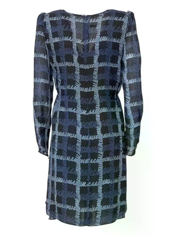 Emporio Armani Checked V-neck Long Sleeve Dress