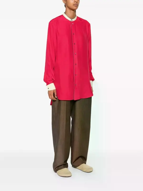 PIERRE-LOUIS MASCIA Silk Satin Shirt With Contrasting Details